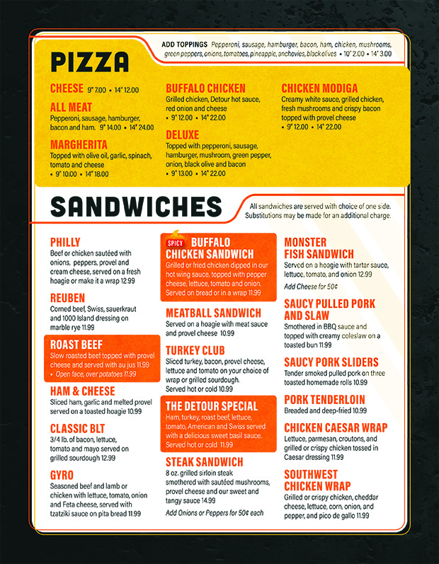 Menu - Detour Grill and Bar